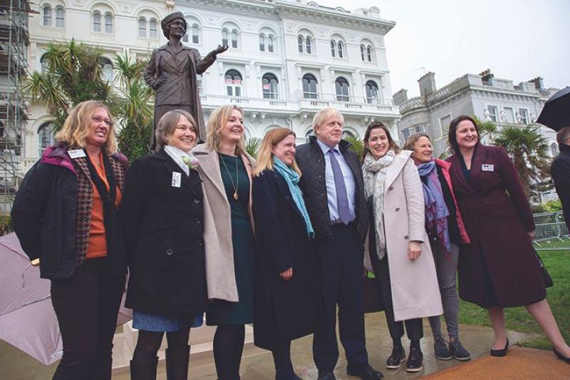 Theresa May unveils Nancy Astor statue in Plymouth
